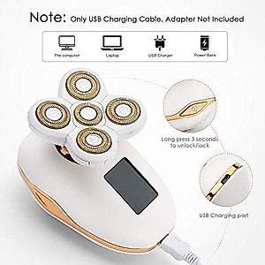 Electric Razor for Women Painless Leg Shaver Hair Remover for Leg Face Lips Body Arm Cordless Bikini Trimmer Lady Wet Dry Instant Shaver Waterproof and USB Rechargeable-Bald Head Shaver for Men