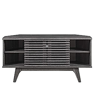 Modway Render Mid-Century Modern Low Profile 46" Corner Media TV Stand in Charcoal