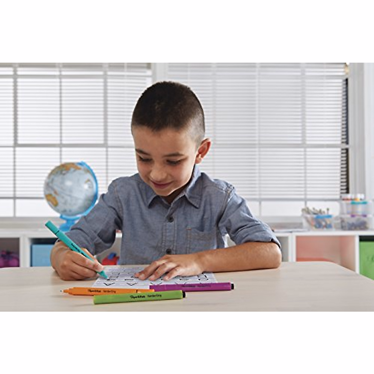 Paper Mate Handwriting Triangular Pens, Washable Black Ink, Orange Barrels, 24 Count (2021788)