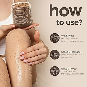 Brown Sugar Body Oil Scrub - Moisturizing Sweet Almond, Grape Seed, Jojoba Seed & Body Oils - Exfoliating Salt Scrub For Body - Win Against Aging, Stretch Marks, Acne & Dead Skin Scars- 10 oz