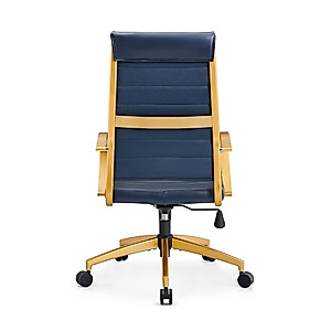 Hioryllks Desk Blue Gold Chair Gold Ergo Office Chair White and Gold Office Chair (4020 Gold Blue)