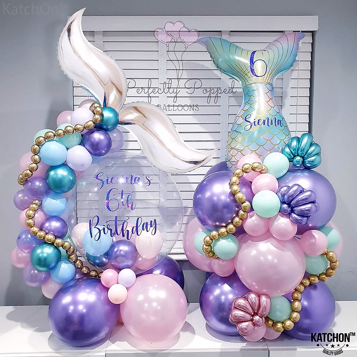 KatchOn, Silver Mermaid Tail Balloon - 25 Inch, Pack of 6 | Silver Mermaid Balloons for Mermaid Balloon Garland | Silver Foil Curve Balloon | Mermaid Tail Foil Balloon for Mermaid Birthday Decorations