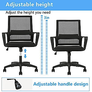PayLessHere Office Chair Computer Chair Ergonomic Mesh Chair Mid-Back Home Office Swivel Chair Modern Desk Chair with Wheels Armrests Lumbar Support (Black)