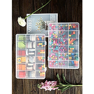 2pack 18 Grids Clear Plastic Organizer Box Storage Container with Dividers (Clear x 2PC,18 Grids Unadjustable)