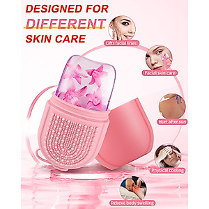 MYSEXY Ice Roller for Face & Eye, Beauty Facial Ice Rollers Ice Holder Mold Face Puffiness Relief Massage Skin Care Tools for Brighten Lubricate Shrink Pores Remove Fine Lines (Pink)