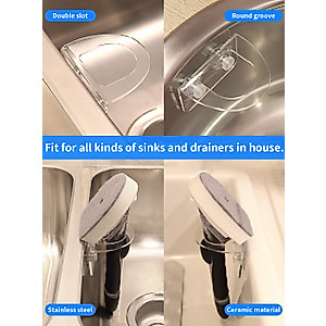 2 Pack Dish Brush Holder, Kitchen Clear Acrylic Sink Caddy Organizer, Vertical Scrub Brush Holder - Secure Suction Seals to Kitchen Sink(Clear)