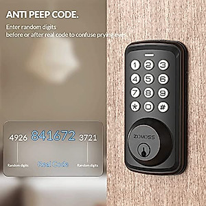Keyless Entry Door Lock, Zomoss Electronic Keypad Deadbolt Lock, Auto Lock, 20 User Codes, Digital Deadbolt for Front Door, Easy to Install, 1 Press Locking, Oil Rubbed Bronze