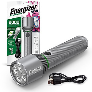 Energizer 1000 Lumen Rechargeable LED Flashlight Bundle with 2000 Lumen Rechargeable LED Flashlight, 2 Pack