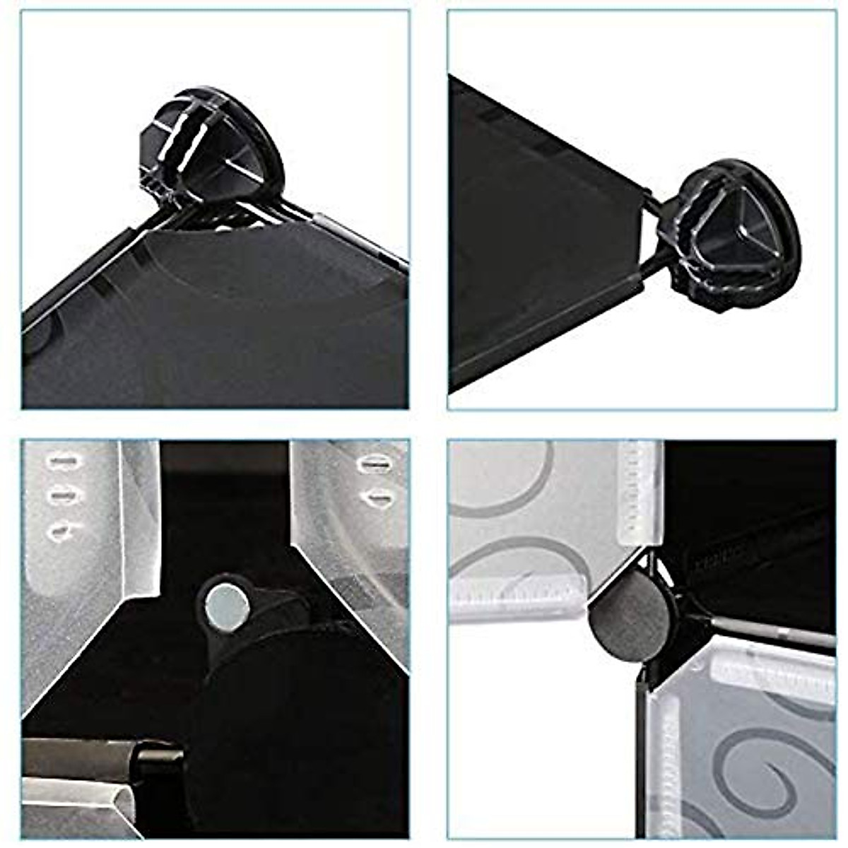 DWLOMHE 16 Cubes Bookcase Modular DIY Plastic Cabinet, Wardrobe Cabinet,Storage Shelves for Lounge, Office,with 3 Clothes Rails