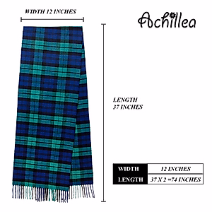 Achillea Soft & Warm Tartan Plaid Checked Cashmere Feel Winter Scarf Unisex (Black Watch Tartan)