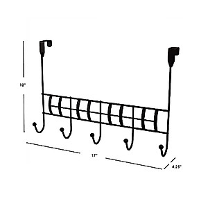 Home Basics Five Hook Over The Door Clothes Rack (Bronze) Door Rack for Clothes, Accessories, Towels, and Robes | Great for Any Kind of Door | Simple Door Hangers