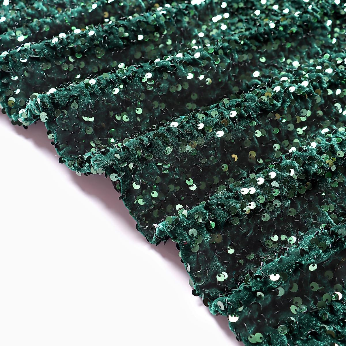 Fabric by The Yard Emerald Green Velvet Fabric Sequin Fabric 36Inch Long Continous Fabric for Sewing Clothes Glitter Fabric Wedding Dress Evening Gown Skirt DIY Linen Fabric Velvet Mermaid Fabric