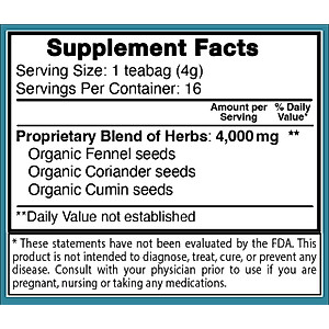 DelighTeas Organic Digest & Detox CCF Tea | Eco-friendly, Compostable Pyramid Tea Bags | Ayurvedic Cumin, Coriander, Fennel Tea | USDA Organic, Caffeine Free, Kosher | 16 Tea Bags, 4g each