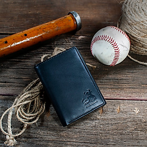 BULL GUARD Genuine Nappa Leather Trifold Wallet For Men RFID And ID Window