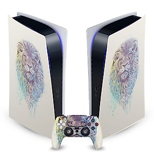 Head Case Designs Officially Licensed Rachel Caldwell Lion Art Mix Vinyl Faceplate Sticker Gaming Skin Decal Compatible With Sony PlayStation 5 PS5 Digital Edition Console and DualSense Controller