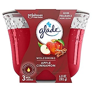 Glade Candle Apple Cinnamon, Fragrance Candle Infused With Essential Oils, Air Freshener Candle, 3-Wick Candle, 6.8 Oz