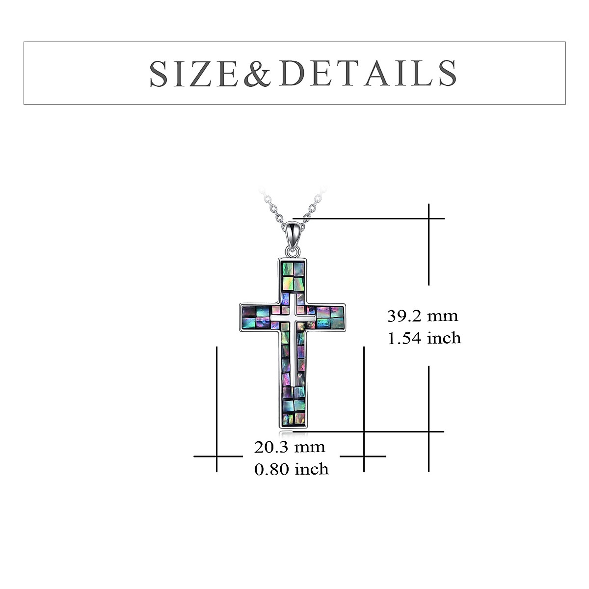YFN Cross Necklace Sterling Silver Abalone Shell Cross Pendant Religious Jewelry Gifts for Women Men