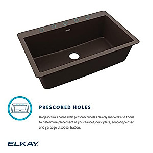 Elkay Quartz Classic ELGR13322WH0 White Single Bowl Top Mount Sink