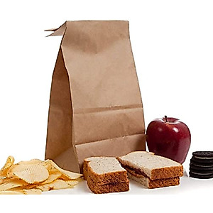BagDream Brown Paper Lunch Bags Bread Bags 12lb 7x4.5x13.75 Inches 50Pcs Kraft Paper Bags, Paper Snack Bags Bread Bags, 100% Recycled Kraft Lunch Bags