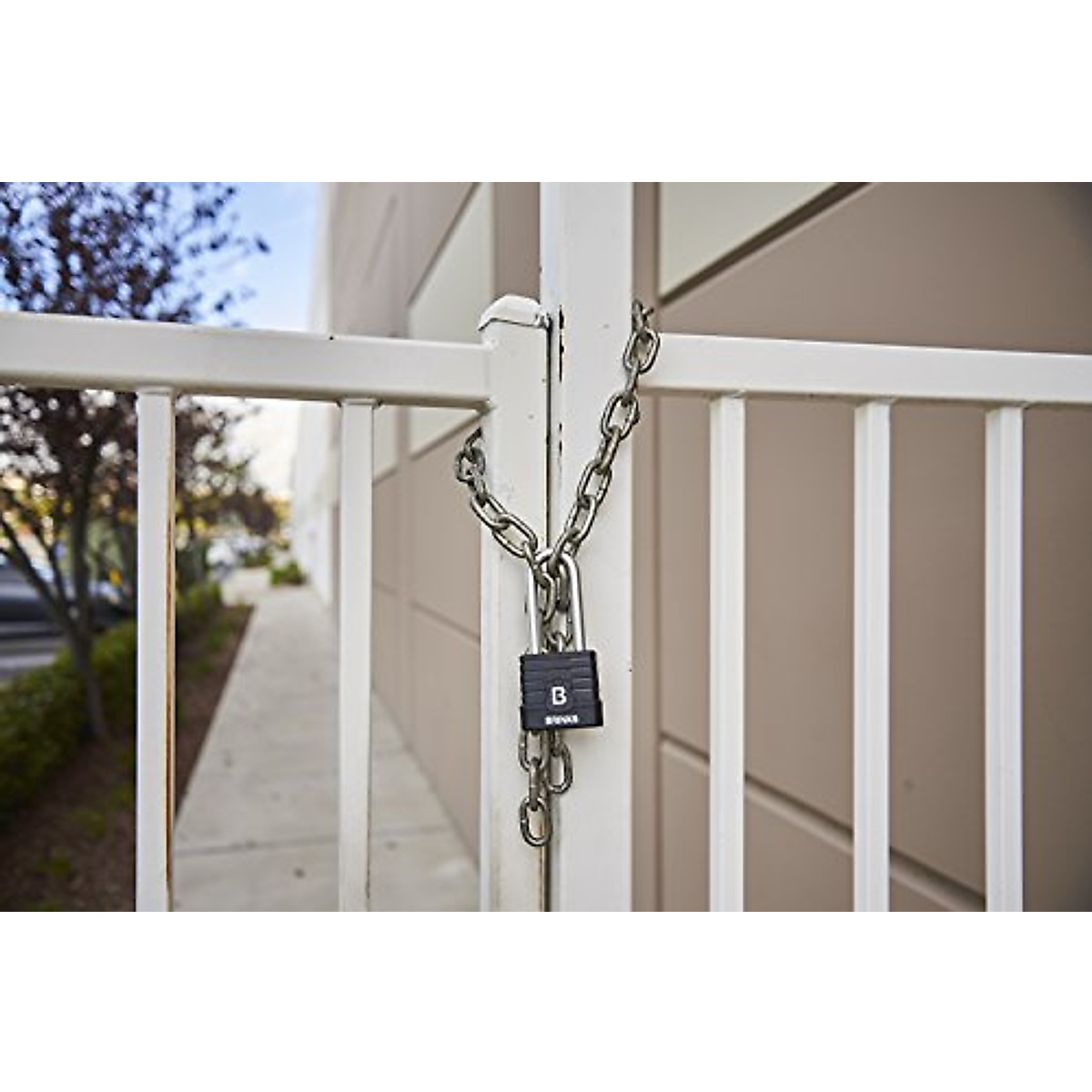 BRINKS - 44mm Commercial Laminated Steel Weather Resistant Padlock with 2 3/8” Shackle - TPE Wrapped and Hardened Boron Steel Shackle