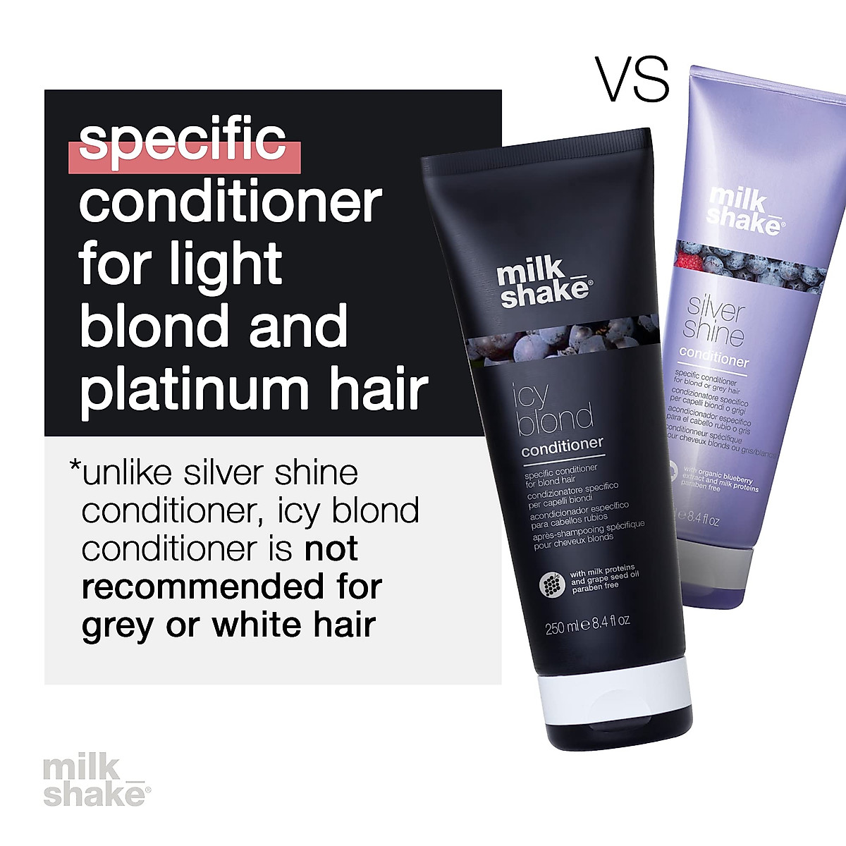 milk_shake Icy Blond Conditioner - Black Pigment Silver Conditioner for Very Light Blond and Platinum Hair, 33.8 Fl Oz (1000 Ml)