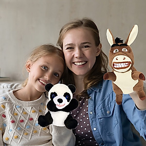 Easfan Panda Hand Puppet Plush Animal Toy with Movable Mouth for Role Play Storytelling Preschool Teaching Birthday Gifts for Kids Boys Girls, 9''