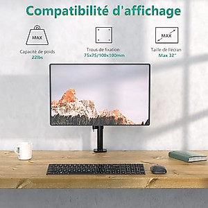 WALI Single Monitor Mount, Single Monitor Arm Desk Mount,Desk Monitor Stand, Holds Screen Up to 32inch, 22lbs, Adjustable Mount with C-CLAMP Designed for Home Office Application(M001), Black