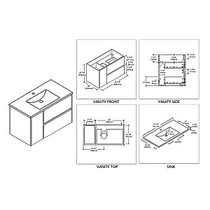 36 Inches Single Bathroom Vanity With Ceramic Sink, 016 36 16 C (36 Inch, Silver Grey)