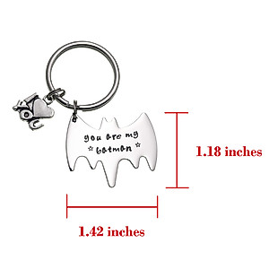 Melix Home Boyfriend Gifts Cute Keychain You Are My Batman Superhero Gift for Husband (You Are My Batman)