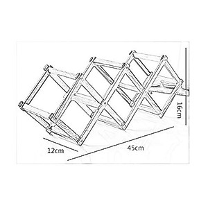 3/5 Bottles Wood Wine Rack for Countertop Living Room Foldable Free Standing Wine Display J1117, PIBM, Brown, Length 45cm