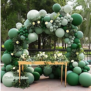Dark Green and Sage Green Balloon Garland Double Stuffed Dusty Sage Green Balloons Forest Emerald Green Balloons Green Balloon Arch Kit for Baby Shower St. Patrick's Day Jungle Birthday Party Decor