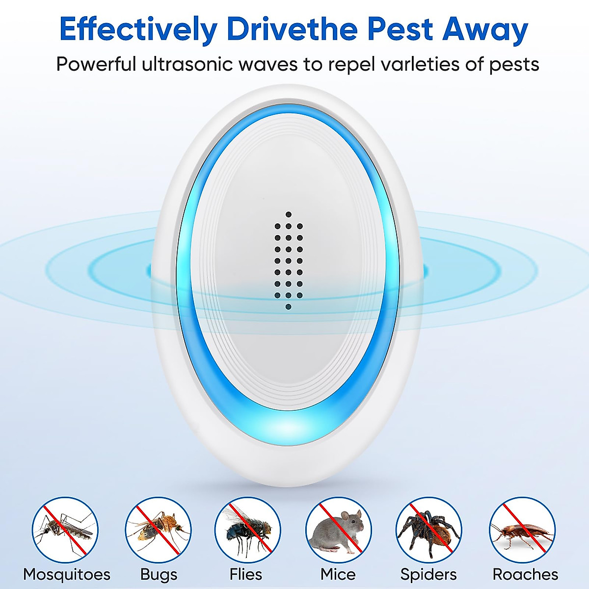 Ultrasonic Pest Repeller,6 Pack Pest Repeller Indoor Plug in Pest Repellent for Insect,Roach,Mice,Spider,Ant,Bug,Mosquito
