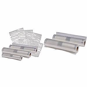 Nesco VS-07V Vacuum Sealer Bag Variety Pack, Bag/Roll Combo, Clear & VS-03R, Two 8" x 20" Bags, Compatible Vacuum Sealers and Other Brands