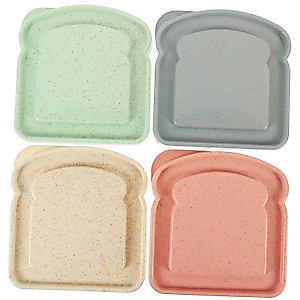 KICHOUSE 4pcs Portable Sandwich Containers Toast Shape Food Storage Holders for Camping Picnics and Meal Prep Bread Snacks and Fruits Sealing Box Kitchen Supplies