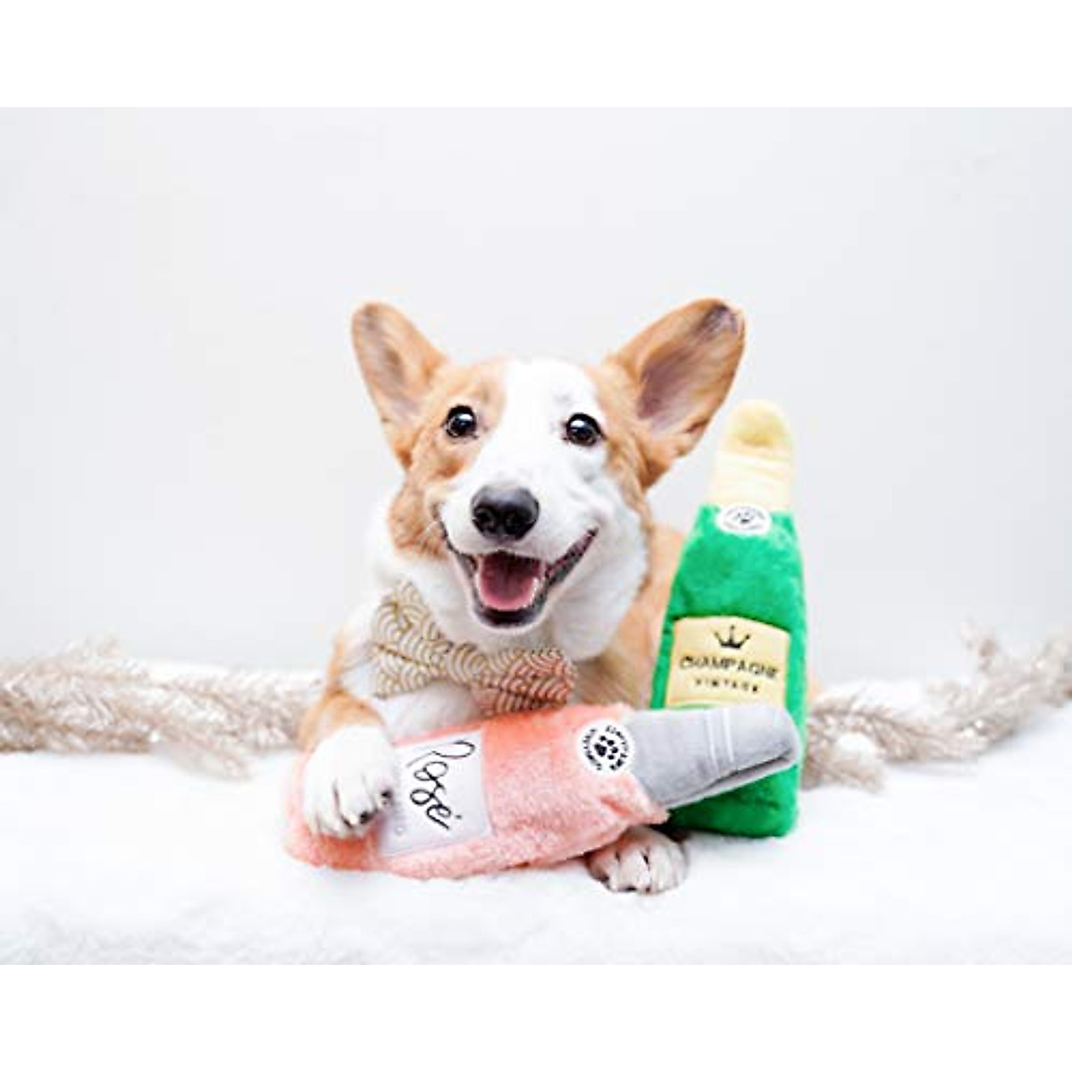 ZippyPaws Happy Hour Crusherz - Zippy Paws Dog Toy for Large and Small Dogs, Crinkle Dog Toy with No Stuffing, Squeaky Dog Toy Pack of 3, Wine