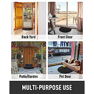 Door Mat Outdoor Indoor Entrance Doormat-Semicircular Durable Rubber Non Slip Front Door Mat for Outside Inside Entry Entryway Dirt Trapper Welcome Mat for Muddy Paws and Shoes-Black 17”x30”