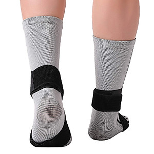 Doc Miller Ankle Brace for Women and Men, 1 Pair Small, Ankle Compression Sleeve with Adjustable Elastic Support Straps for Plantar Fasciitis Relief Sprained Foot and Achilles Tendonitis, Gray Black