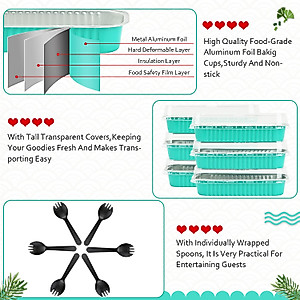 LNYZQUS Mini Loaf Baking Pans with Lids 100 Pack, 6.8oz Rectangle Mini Cake Tins Baking Cups,Disposable Aluminum Foil Mini Baking Pan Muffin Tins Containers -Cyan Blue