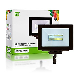 ASD LED Flood Light Outdoor 50W, 120V 5100Lm 5000K, Small Exterior Metal Waterproof Lighting Fixtures, Adjustable Knuckle Mount Wall Ground Floodlight Fixture for Yard Garden Backyard, UL Listed