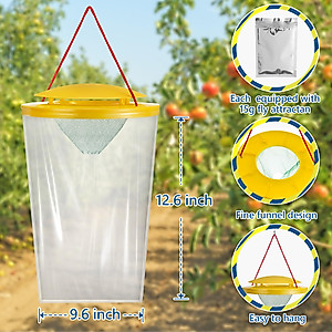 Qualirey 3 Pack Large Fly Traps Outdoor, Disposable Hanging Flies Trap Non Toxic Fly Killer Trap Bag Catcher for Outside Farms, Chicken Coops, Stables, Barns, Horse, Garbage Cans, Yard, Backyard