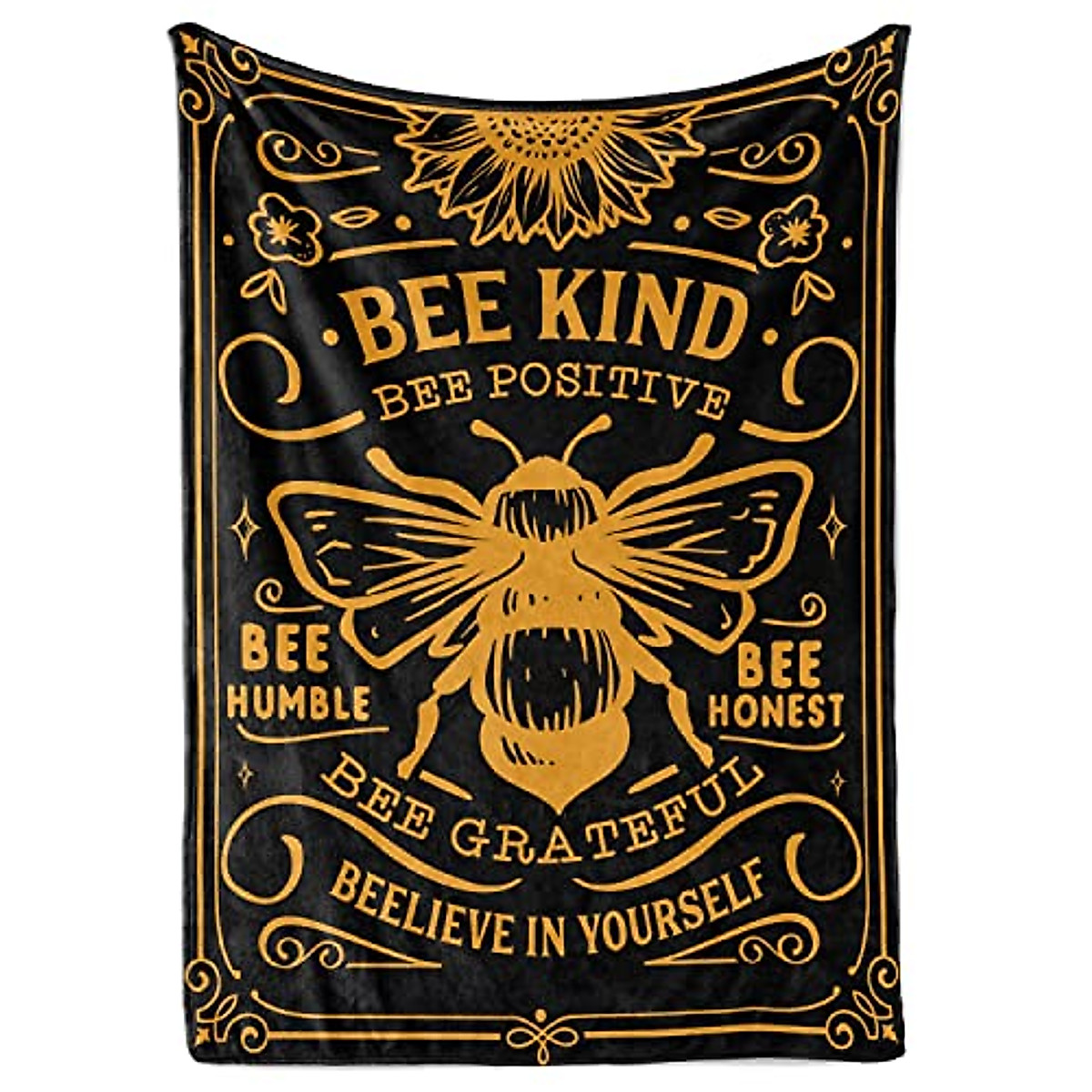 InnoBeta Bee Blanket, Bee Gifts for Women Men, Blanket with Bees and Sunflowers, Flannel Throw Blanket, Bee Themed Gifts for Bee Lovers, Bee Gift Idea for Birthday, Christmas, 50"x 65"