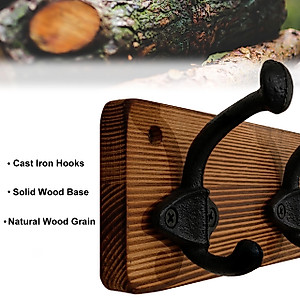 WEBI Rustic Coat Rack Wall Mount,5 Cast Iron Coat Hooks Wall Mounted,Heavy Duty Antique Vintage Hooks for Hanging Coats,Jacket,Clothes,Black