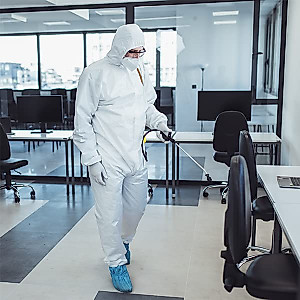 Disposable Coveralls with Hood | White | 5 Pack | Extra Large (XL) | Protective Tyvek Coverall Suit