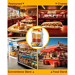 WantJoin Hot Dog Steamer, Adjustable Temperature 2-Tier Electric Hot Dog Steamer with Bun Warmer, 24.52 QT, Visible Glass Sliding Door and Water Level Line, Suitable for Steaming 175 Hot Dogs &40 Buns