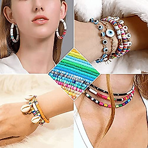 5310 Pcs Clay Beads 6mm 24 Colors Flat Round Polymer Clay Spacer Beads Heishi Beads Kit with 260 Pcs Letter Beads 240 Pcs Pendants and 4 Roll Elastic Strings for DIY Jewelry Making Bracelets Necklace