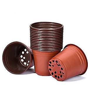 Delxo 50 Pcs 6 Inch Plants Nursery Pots Reusable Plant Seeding Nursery Pot Waterproof Plastic Pots Seed Starting Pots