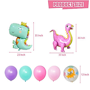 Mpanwen Girl Dinosaur Birthday Party Supplies, Pink Dinosaur Dino Party Decorations for Girls Baby - Backdrop, Banner, Cake, Cupcake Toppers, Cupcakes Wrappers, Balloons and Tablecloth