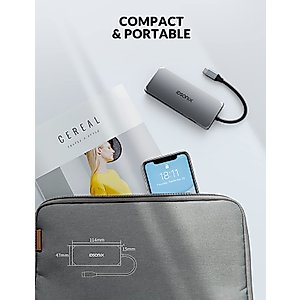 USB C Hub Multiport Adapter, Docking Station 6 in 1 USB-C Hub Adapter [4K HDMI-Compatible Output Port / 3 USB-A Ports/TF/SD Slots] Compatible with MacBook/ChromeBook/Surface Go/USB C Device