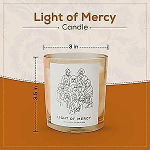Blessed is She, Light of Mercy Candle, Lavender and Cedarwood Essential Oils, Candle in Glass, 74 - 80 Hours Long Burning Candle