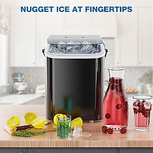 OLIXIS Ice Maker Countertop, 9 Cubes Ready in 6 Mins, 26lbs in 24Hrs, Self-Cleaning Ice Machine with Ice Scoop and Basket, 2 Sizes of Bullet Ice Black